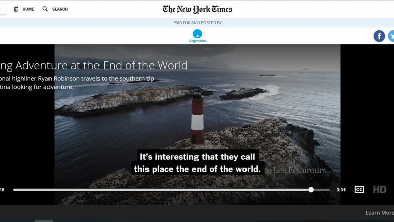 El destino Tierra del Fuego se promociona en el New York Times ...